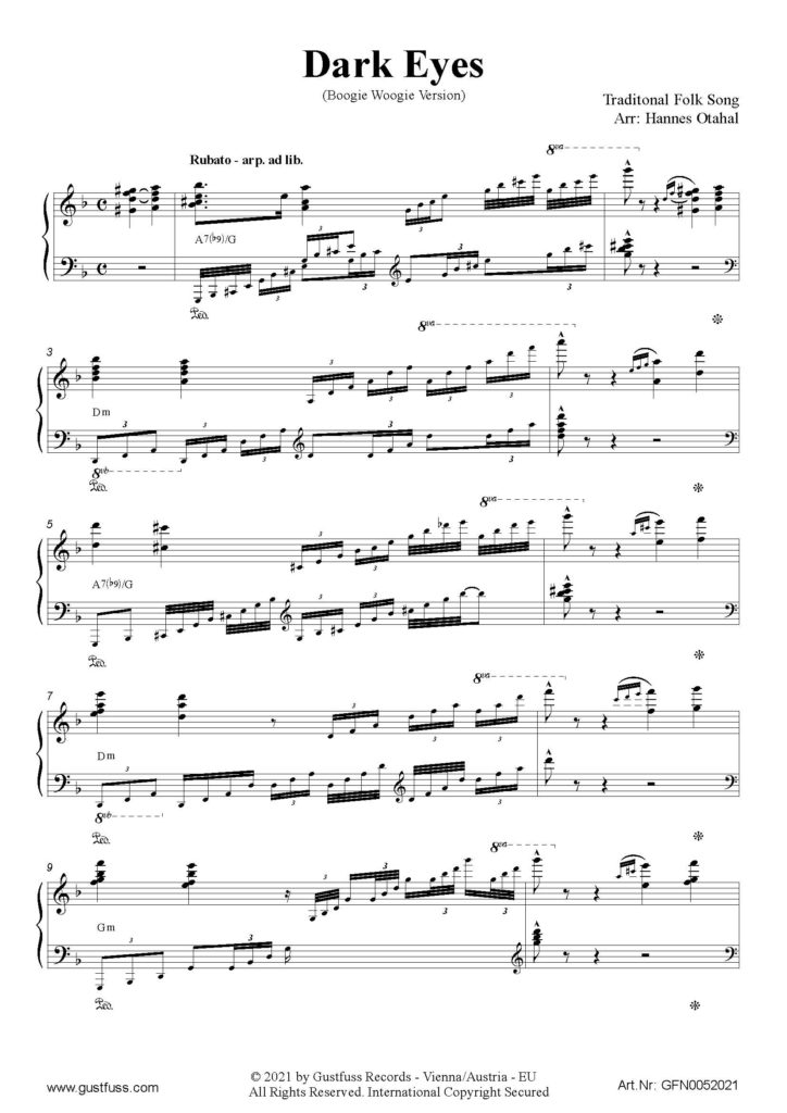 Dark Eyes (Boogie Woogie Version) – music sheet download | Gustfuss Records